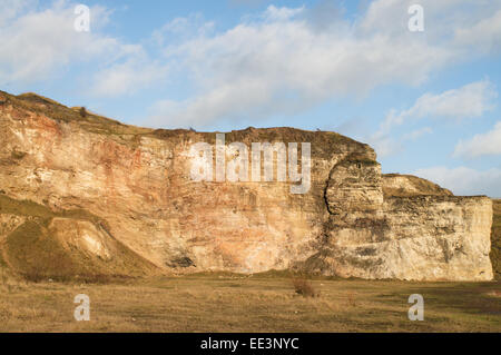 The beach and magnesium or magnesian limestone cliffs at Blackhall ...