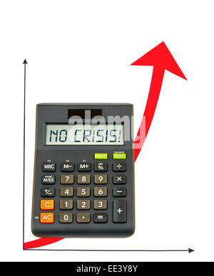 Business and finance concept. There is a white arrow on the calculator ...