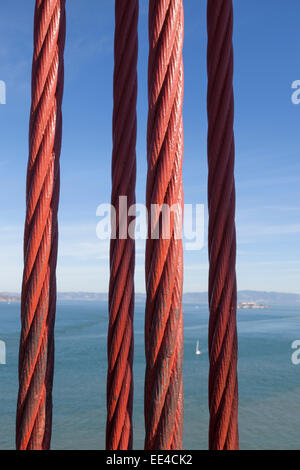Vertical suspender ropes on the Golden Gate Bridge - San Francisco Bay ...