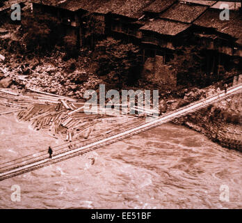 China, Sichuan, Luding, Luding bridge over Dadu river. The bridge dates ...
