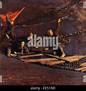 China, Sichuan, Luding, Luding bridge over Dadu river. The bridge dates ...