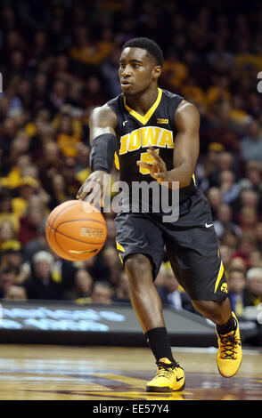Minneapolis, Minn. 13th Jan, 2015. Iowa Hawkeyes center Gabriel Olaseni ...