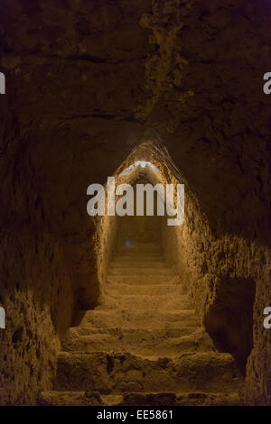 Excavated tunnel deep in the Great Pyramid of Cholula or ...