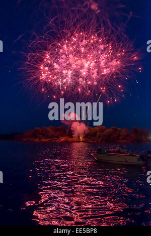 Canada Day firework display, Keewatin, Unorganized Kenora, Kenora, Lake ...