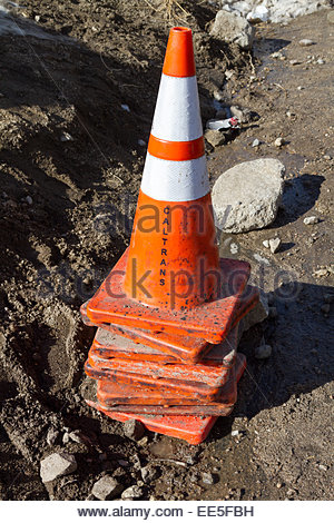 Close up of one traffic cone on a road with path Stock Photo: 30534721 ...