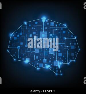 Hi tech brain. Made in style of social networks Stock Vector Image ...
