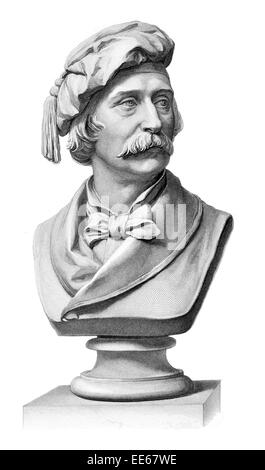 A historical painting by John Henry Foley depicting a medieval city ...