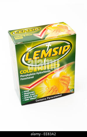 Lemsip Cold and Flu Lemon Powdered Medicine Drink, UK Stock Photo - Alamy