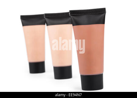 Tubes with make up liquid foundation, closeup on white background Stock ...