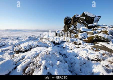 Blue skies and snow in the Yorkshire Dales National Park, UK Stock ...