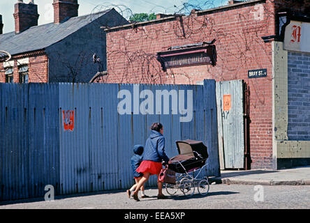 Belfast, 1972: Early peace wall separating Catholic and protestant ...