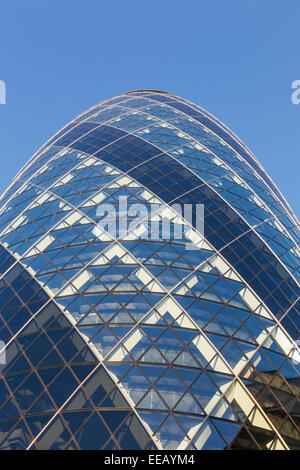 Close up of Gherkin building in the city of london. The glass panes ...