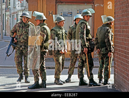 British Army soldiers with riot gear in Belfast City center during The ...