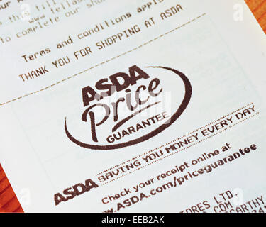 Asda supermarket receipt slips showing the "Asda Price" guarantee Stock ...