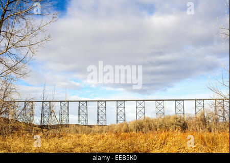 Lethbridge Viaduct or High Level Bridge in Leithbridge, Alberta, Canada ...