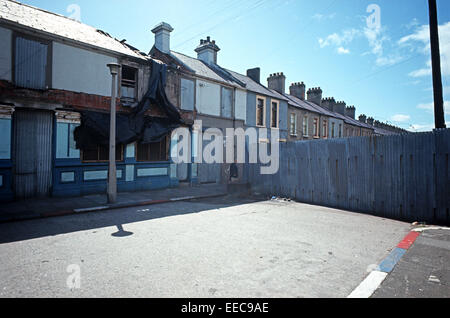 Belfast, 1972: Early peace wall separating Catholic and protestant ...