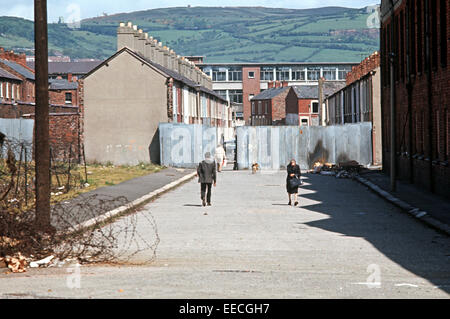 Belfast, 1972: Early peace wall separating Catholic and protestant ...