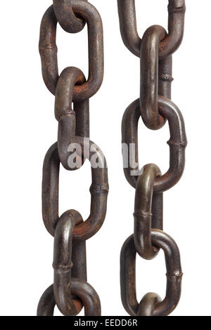 old rusty metal chains hanging in an historic railway workshop Stock ...