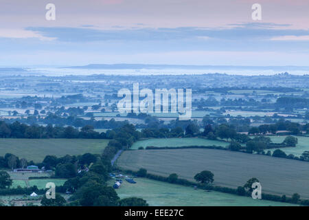 the Blackmore Vale at dawn, from Okeford Hill, Dorset, England Stock ...