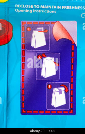 Reclosable sticker resealable re-closable sticker on packet of Fruits ...