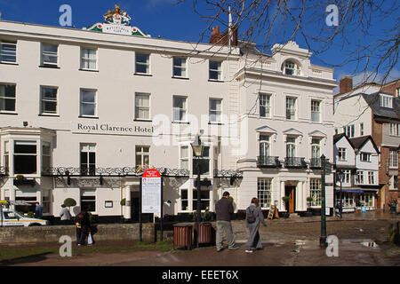 Exeter, Devonshire showing thr Royal Clarence Hotel, Custom House (blue ...