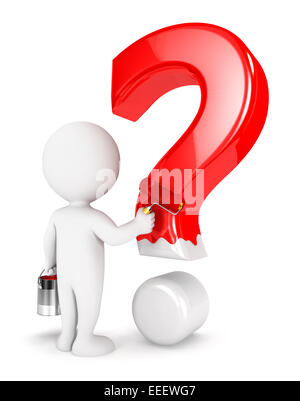 3d white people with a question mark, isolated white background, 3d ...