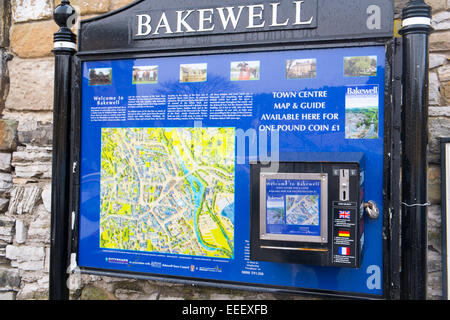 Bakewell town centre map and guide on sale from a machine Stock Photo ...