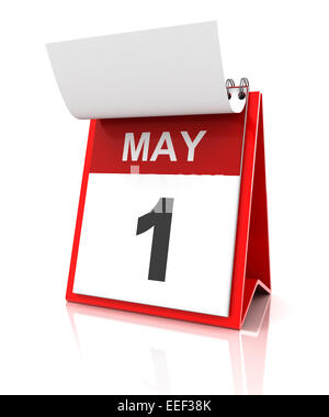 1st day of May. 3d calendar with the date of 1 May on blue sky with ...