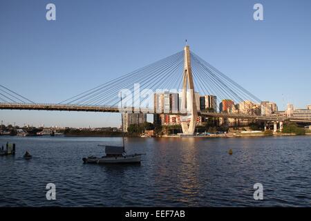 The ANZAC Bridge just before sunset – Glebe, Sydney, Australia Stock ...