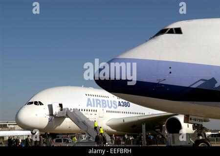 Airbus A 380 and Boeing 747 airliners Stock Photo - Alamy