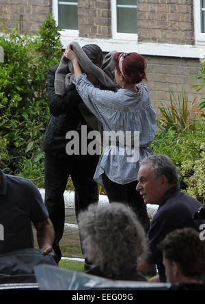Tom Hardy films scenes for his new film 'Legend' on the Cedra Court ...