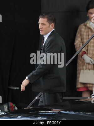 Tom Hardy films scenes for his new film 'Legend' on the Cedra Court ...