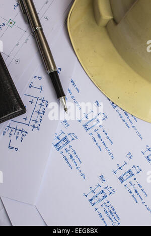 Drafting tools on mechanical Drawings Stock Photo - Alamy