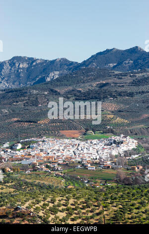 The white village of El Burgo in Malága Province Andalucía Stock Photo ...
