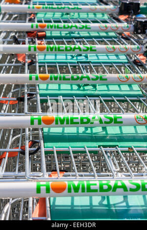 Shopping trolleys outside a Homebase superstore Stock Photo - Alamy
