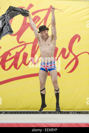 Christchurch, New Zealand. 20th Jan, 2015. UK acrobats HAMISH MCCANN ...