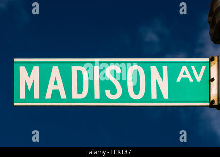 Madison Avenue street sign, Manhattan, New York city, United States of ...