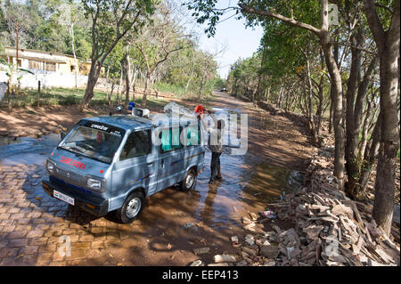 A Janani Express ambulance, Janani means “mother” in Hindi, transports ...