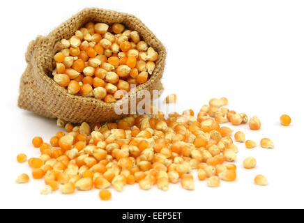 Corns in sack bag over white background Stock Photo - Alamy