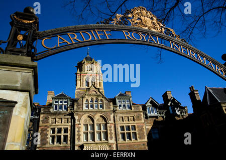 Cardiff Royal Infirmary and Wrought Iron Gates, Cardiff, Wales Stock ...