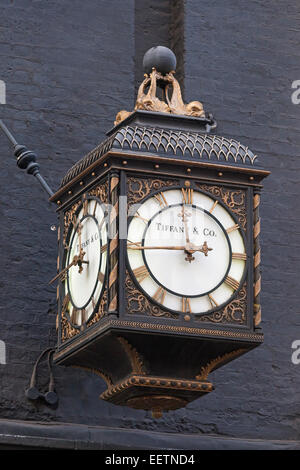 Clock, Tiffany and Co., Old Bond Street, Mayfair, London, UK Stock ...