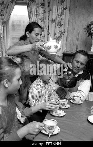 A father with his children living in poverty Bradford UK Stock Photo ...