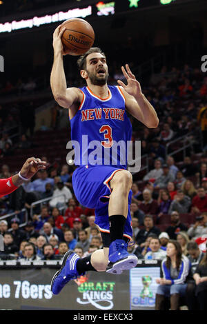 New York Knicks guard Jose Alvarado (5) shoots during the second half ...