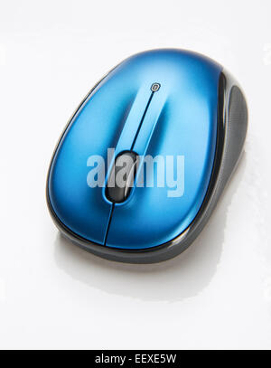 Small blue wireless mouse for portable laptop Stock Photo - Alamy
