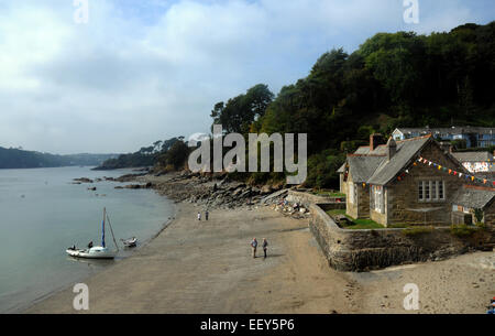 September 2014 The beach and village of Durgan at the foot of the ...