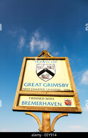 Great Grimsby Town welcome sign road roadside entrance twinned with ...