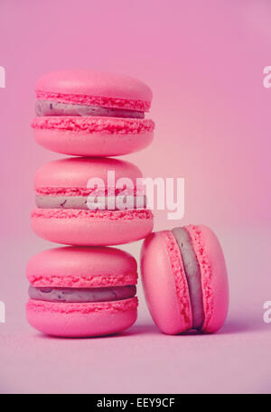 Sweet colorful macarons. Traditional french macaroons. Tasty dessert ...