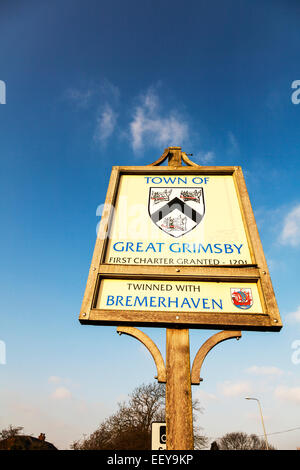 Great Grimsby Town welcome sign road roadside entrance twinned with ...