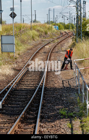 Wustermark, Germany, switchman Stock Photo - Alamy