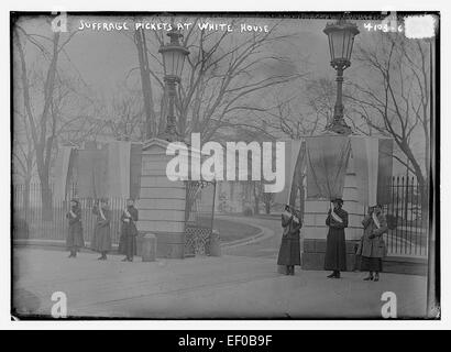 A photograph of women suffrage pickets outside the White House ...